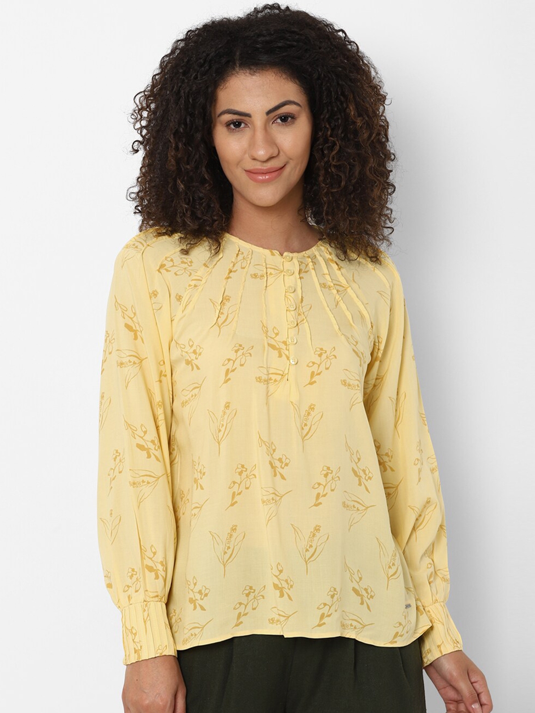 Buy Allen Solly Woman Yellow Floral Print Top Tops For Women 17483594