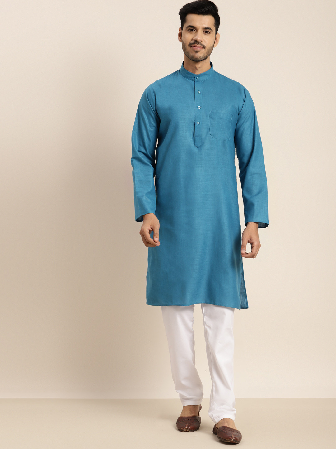 Buy Anug By SOJANYA Men Blue Kurta With Churidar - Kurta Sets for Men ...