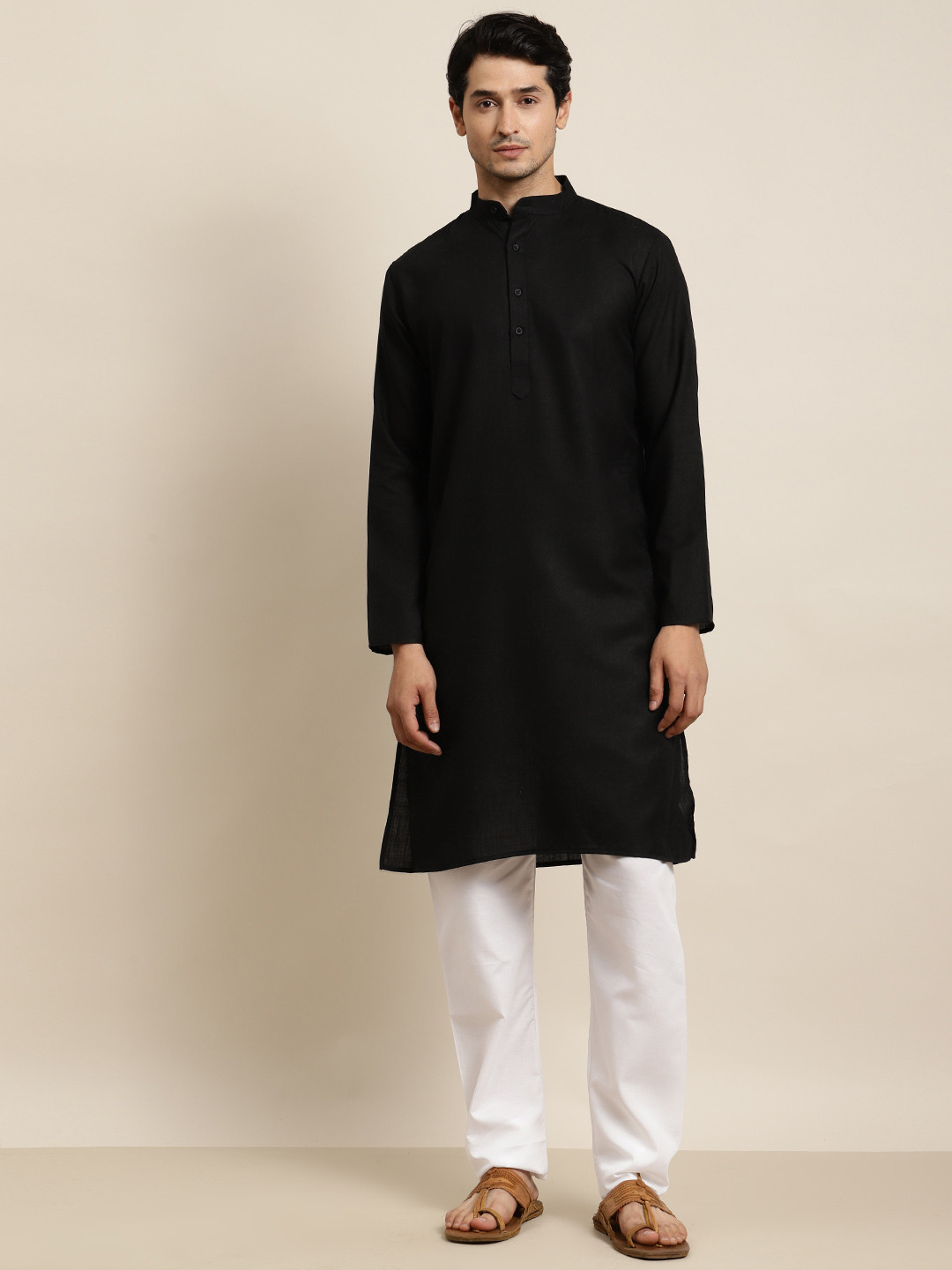 Buy Anug By SOJANYA Men Black Kurta With Pyjamas - Kurta Sets for Men ...