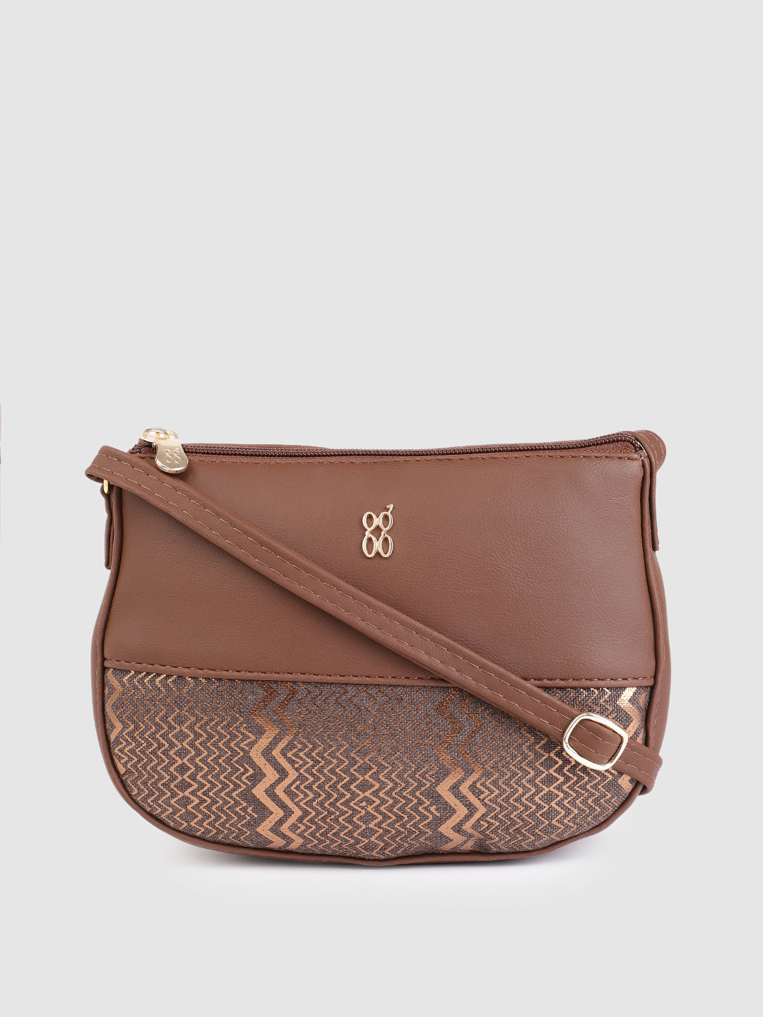 Buy Baggit Brown Solid Regular Structured Sling Bag With Woven ...