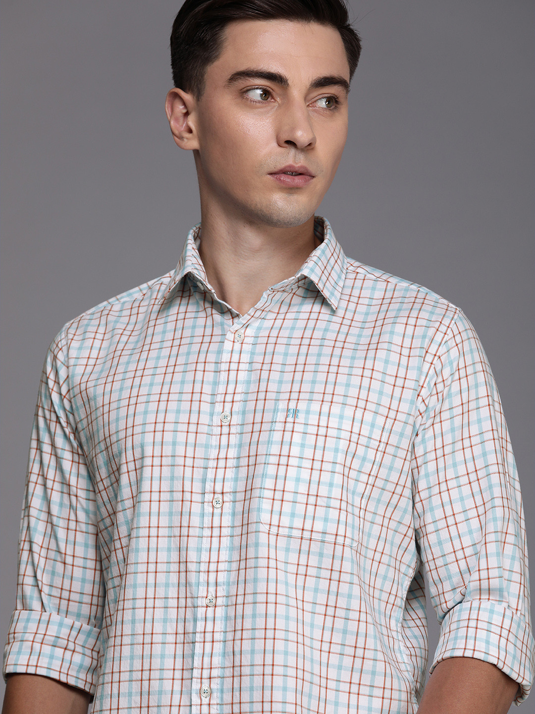 Buy Raymond Men Blue Slim Fit Checked Casual Shirt - Shirts for Men ...