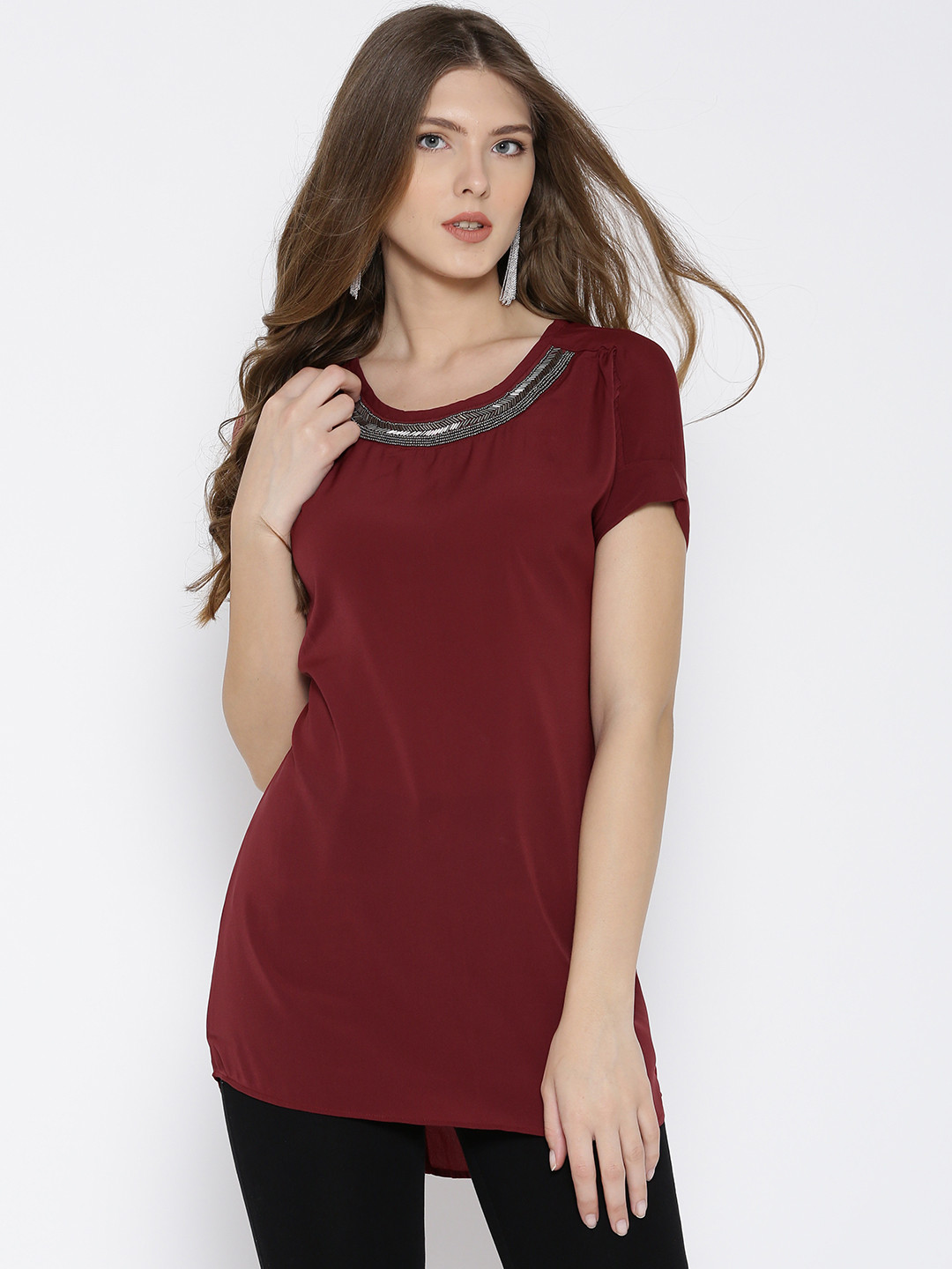 Buy RARE Women Maroon Solid A Line Top - Tops for Women 1749357 | Myntra