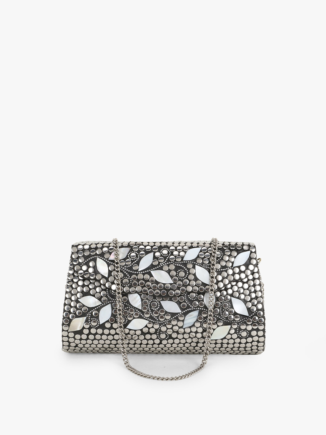 Buy Anekaant Silver Toned Embellished Purse Clutch - Clutches for Women ...