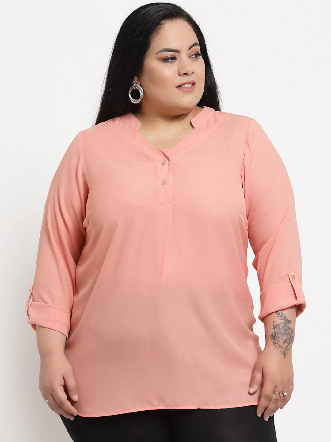 Buy PlusS Women Plus Size Peach Solid Top - Tops for Women 17495642 ...