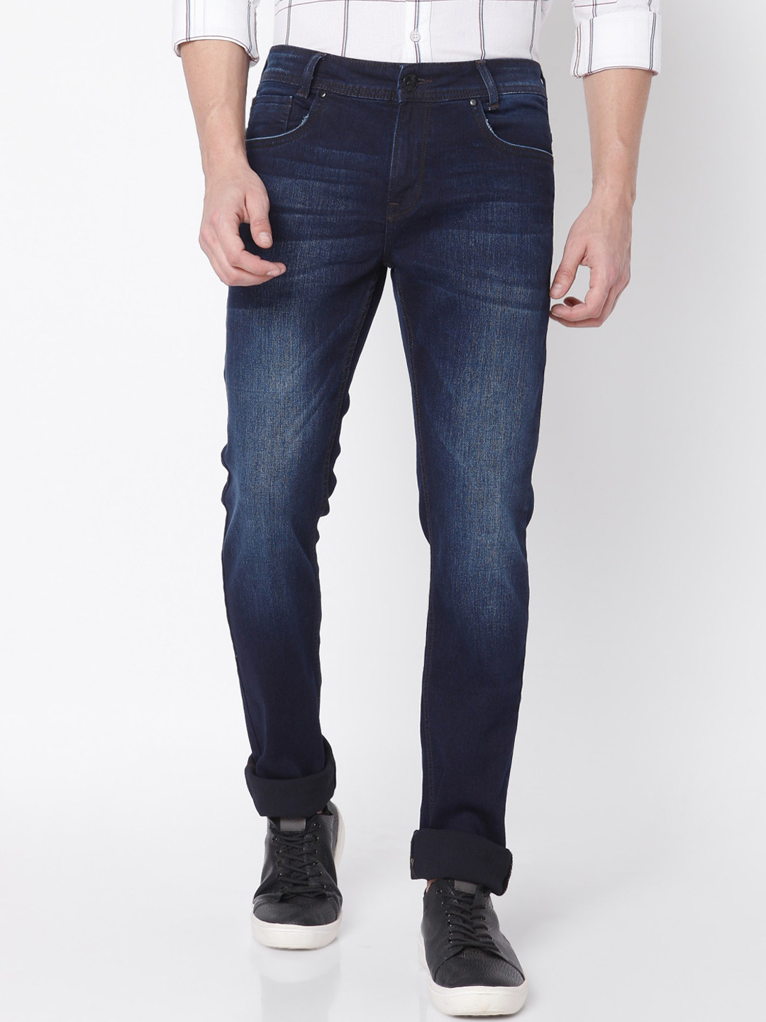 Buy Mufti Men Blue Slim Fit Heavy Fade Stretchable Jeans - Jeans for ...