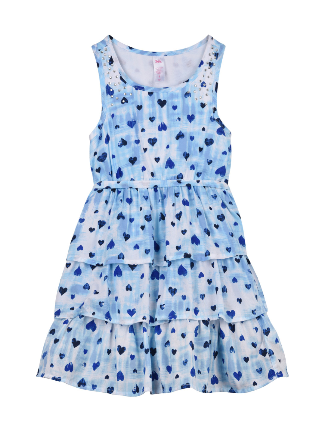Buy JUSTICE Girls Blue Printed Fit & Flare Dress - Dresses for Girls ...