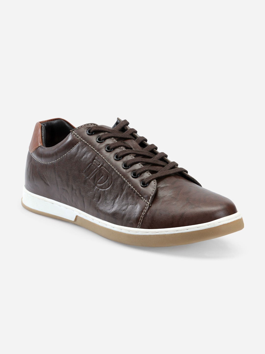 Buy ID Men Brown Textured Leather Sneakers - Casual Shoes for Men ...