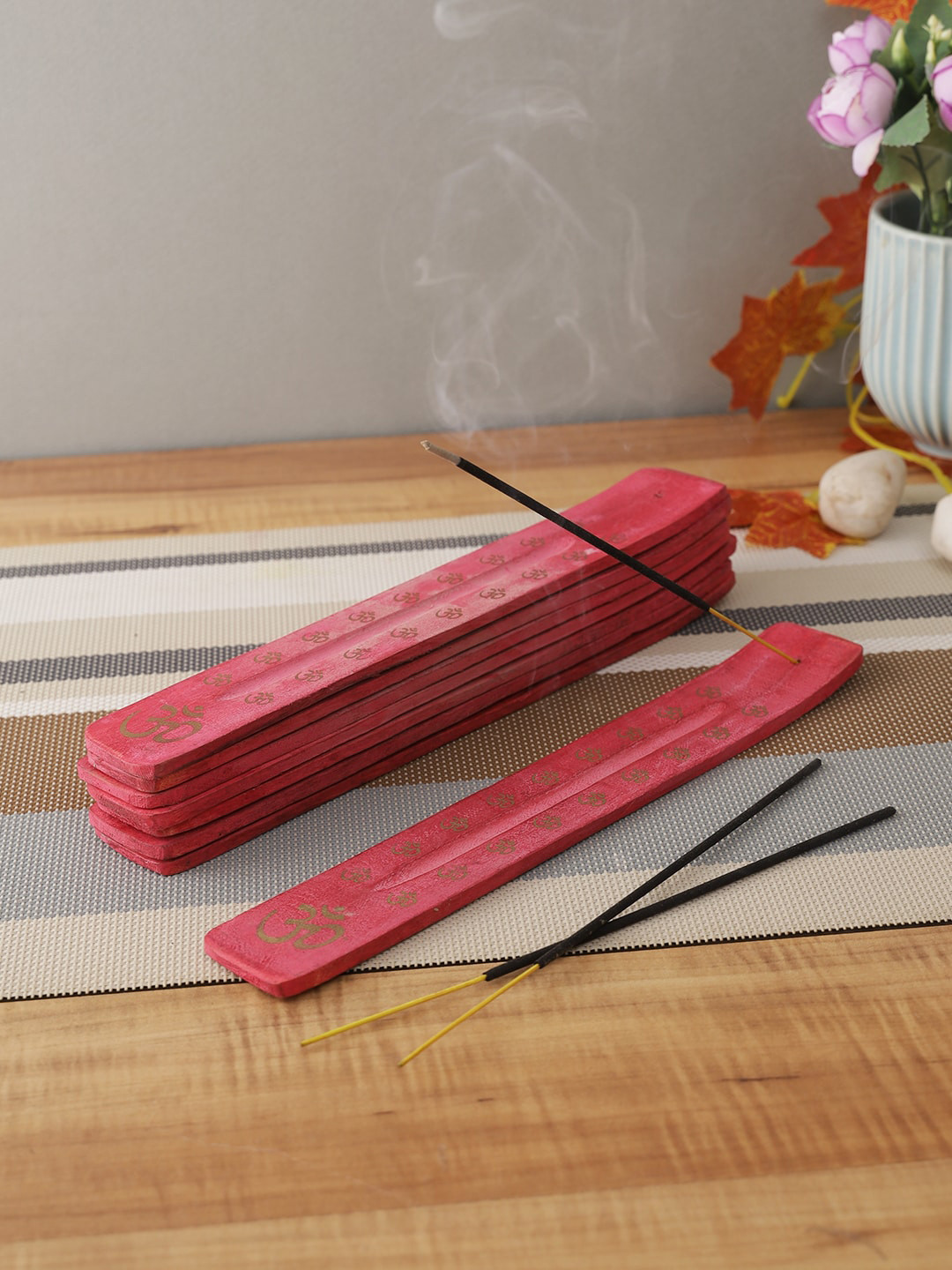 Buy CraftVatika Set Of 8 Pink Wooden Open Rectangular Incense Stick ...
