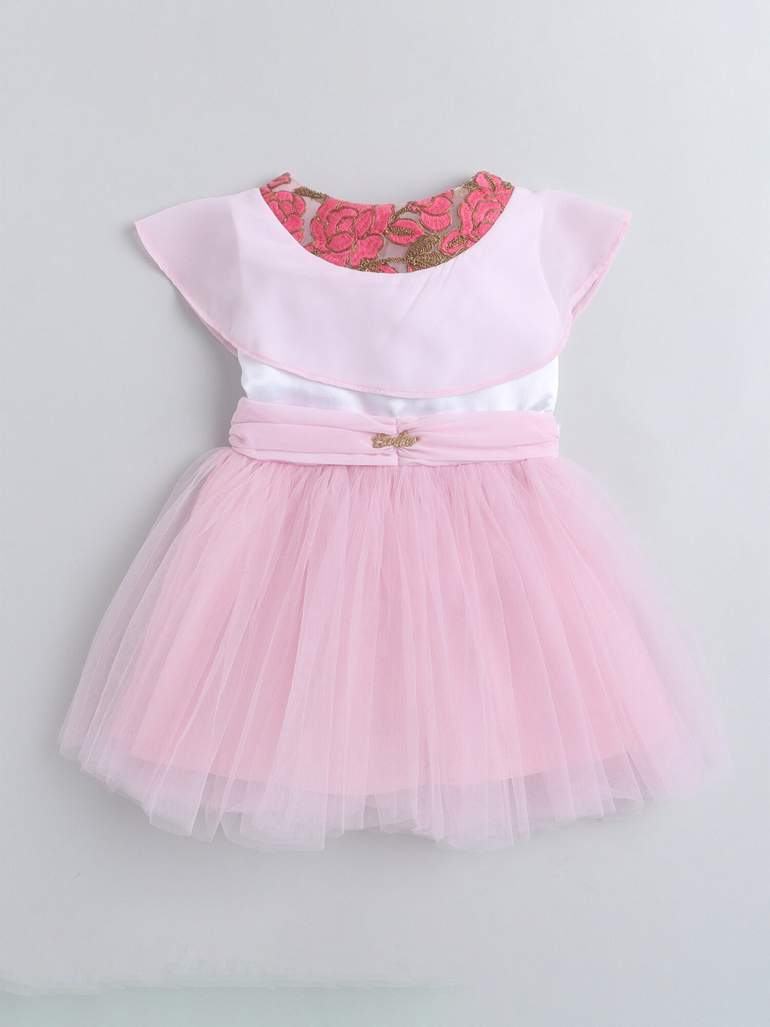 Buy Barbie By Many Frocks & Pink Georgette Fit And Flare Dress ...