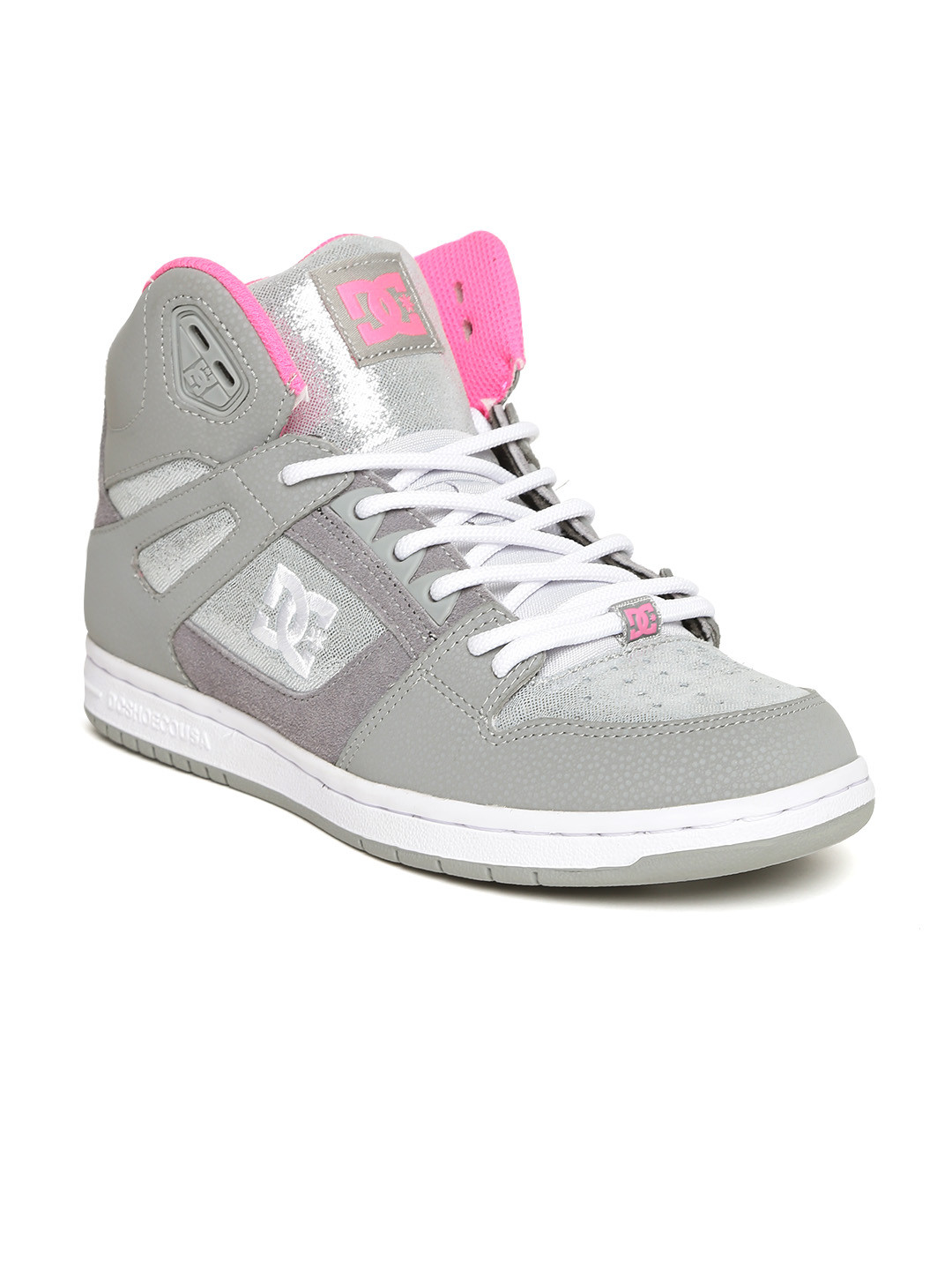 Buy DC Women Grey Solid Mid Top Sneakers - Casual Shoes for Women ...