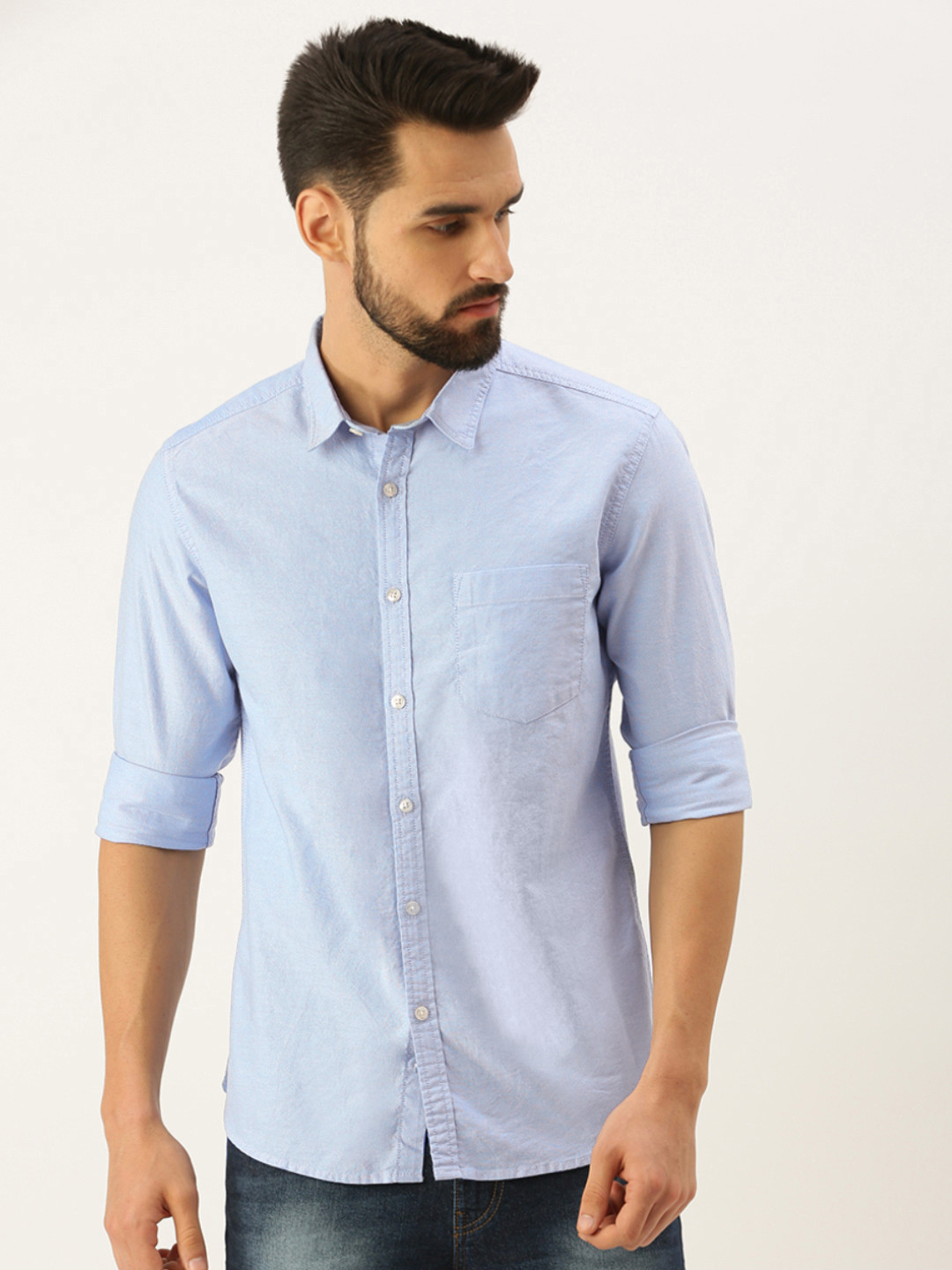 Buy Flying Machine Men Blue Standard Slim Fit Casual Shirt - Shirts for ...