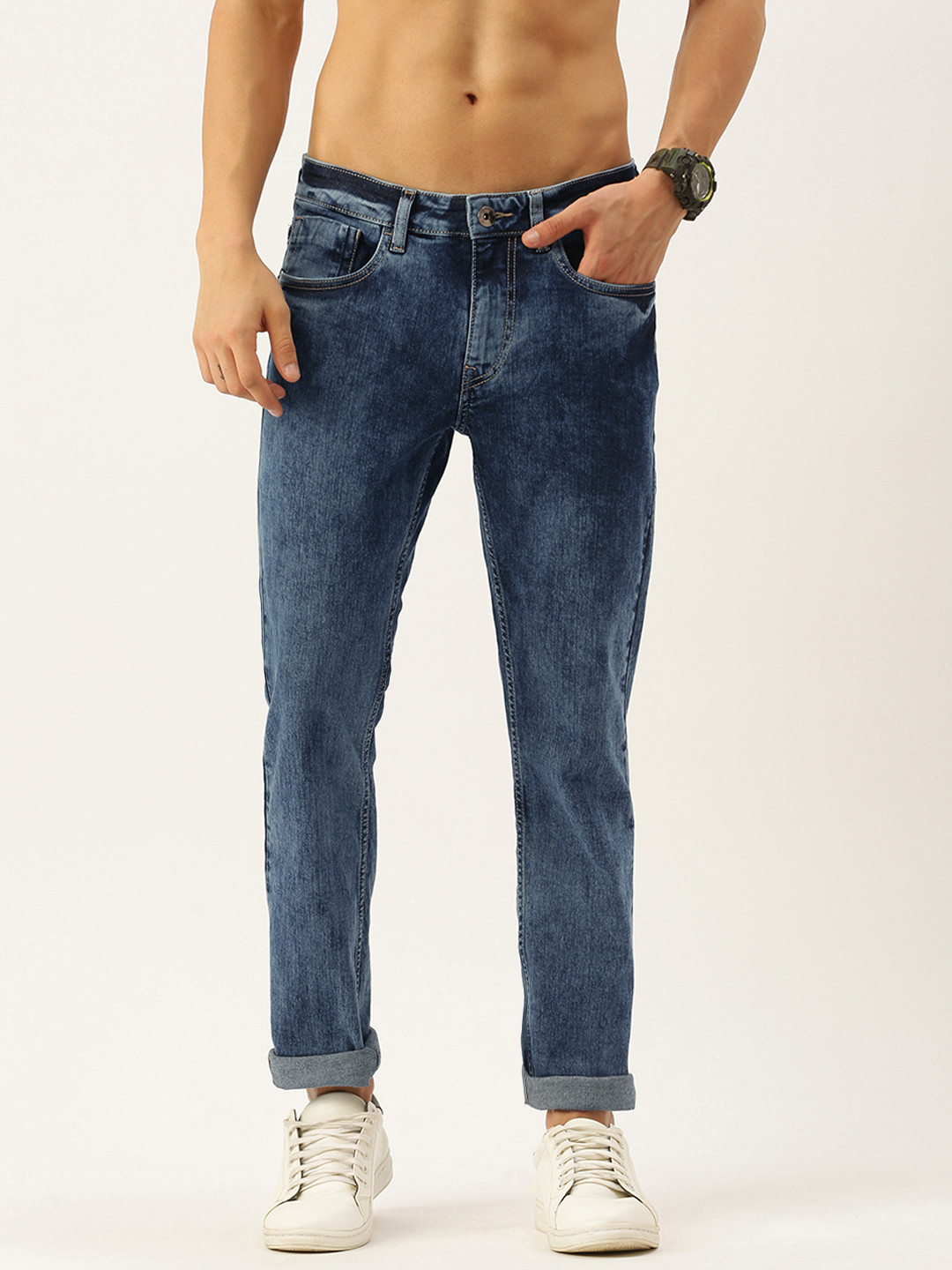 Buy Flying Machine Men Blue Micheal Slim Tapered Fit Light Fade ...