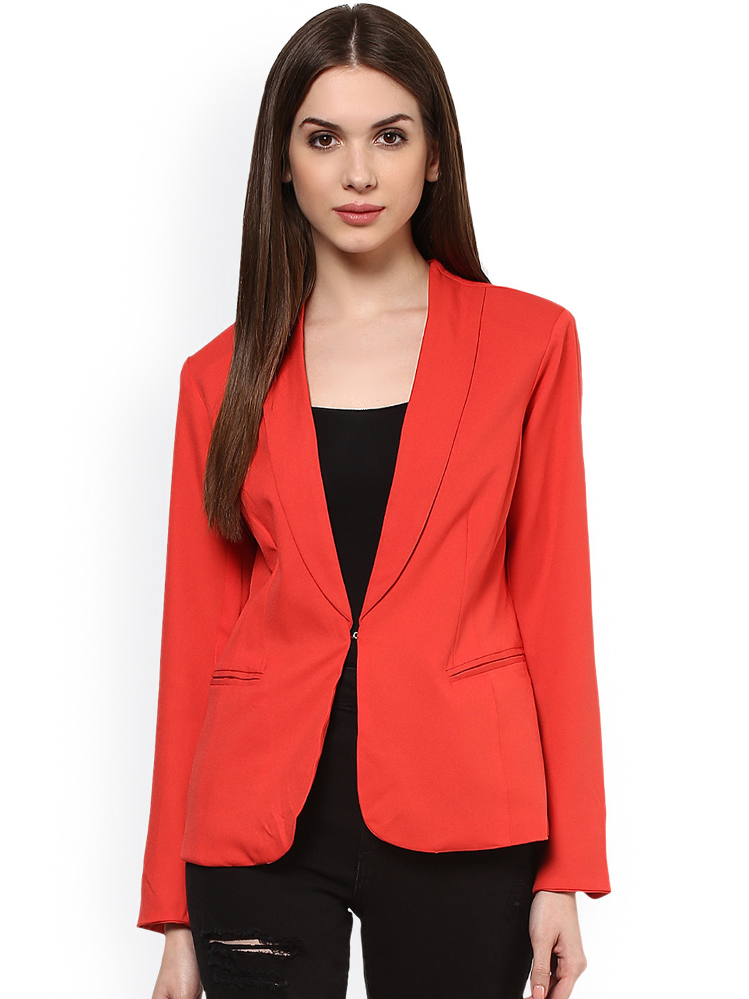 Buy Harpa Coral Red Tailored Jacket - Jackets for Women 1751758 | Myntra