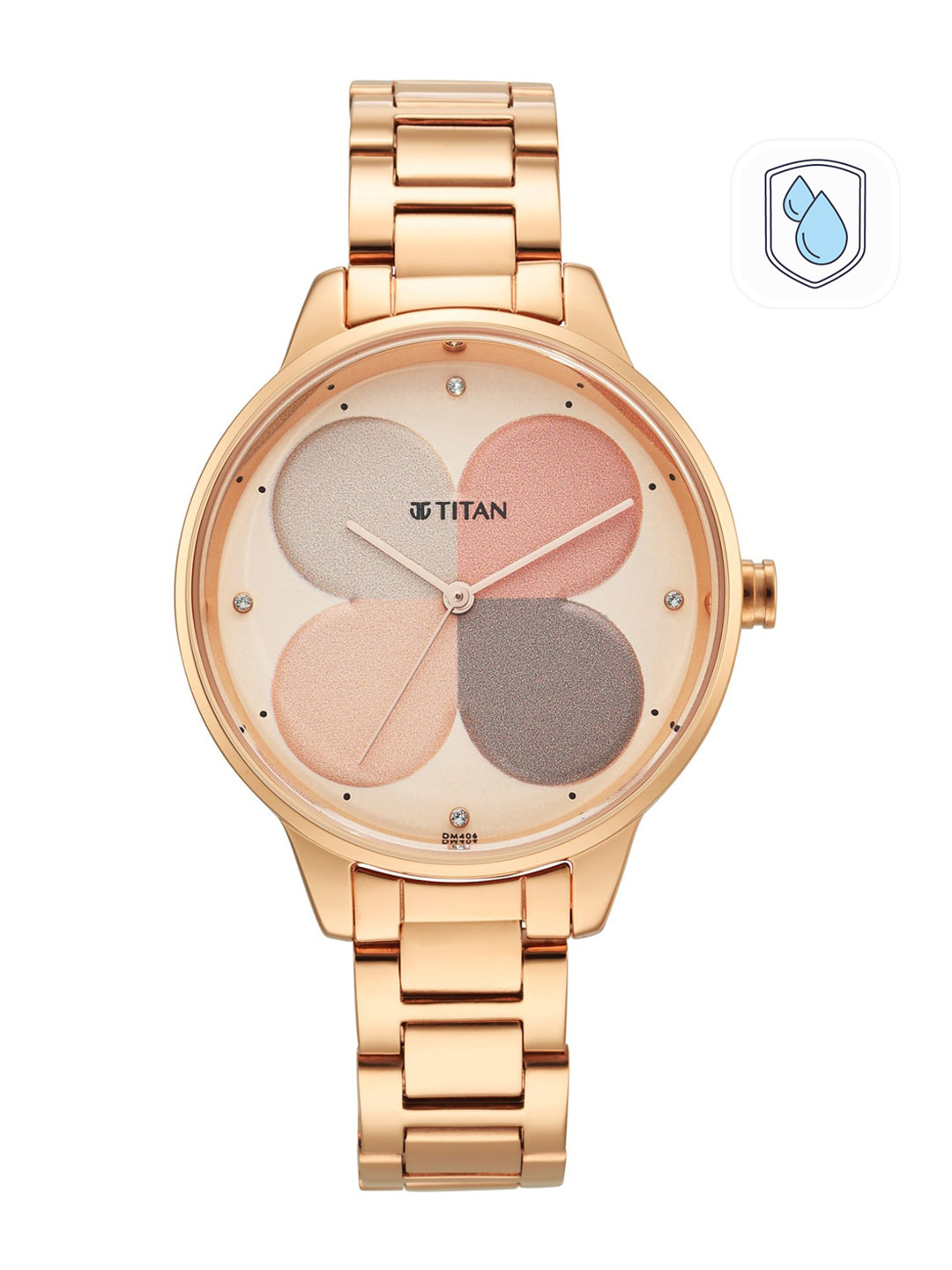 Buy Titan Women Rose Gold Toned Brass Printed Dial & Rose Gold ...