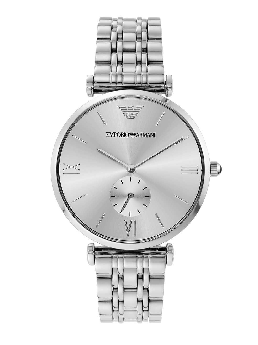 Buy Emporio Armani Unisex Silver Toned Dial Watch AR1819 - Watches for ...