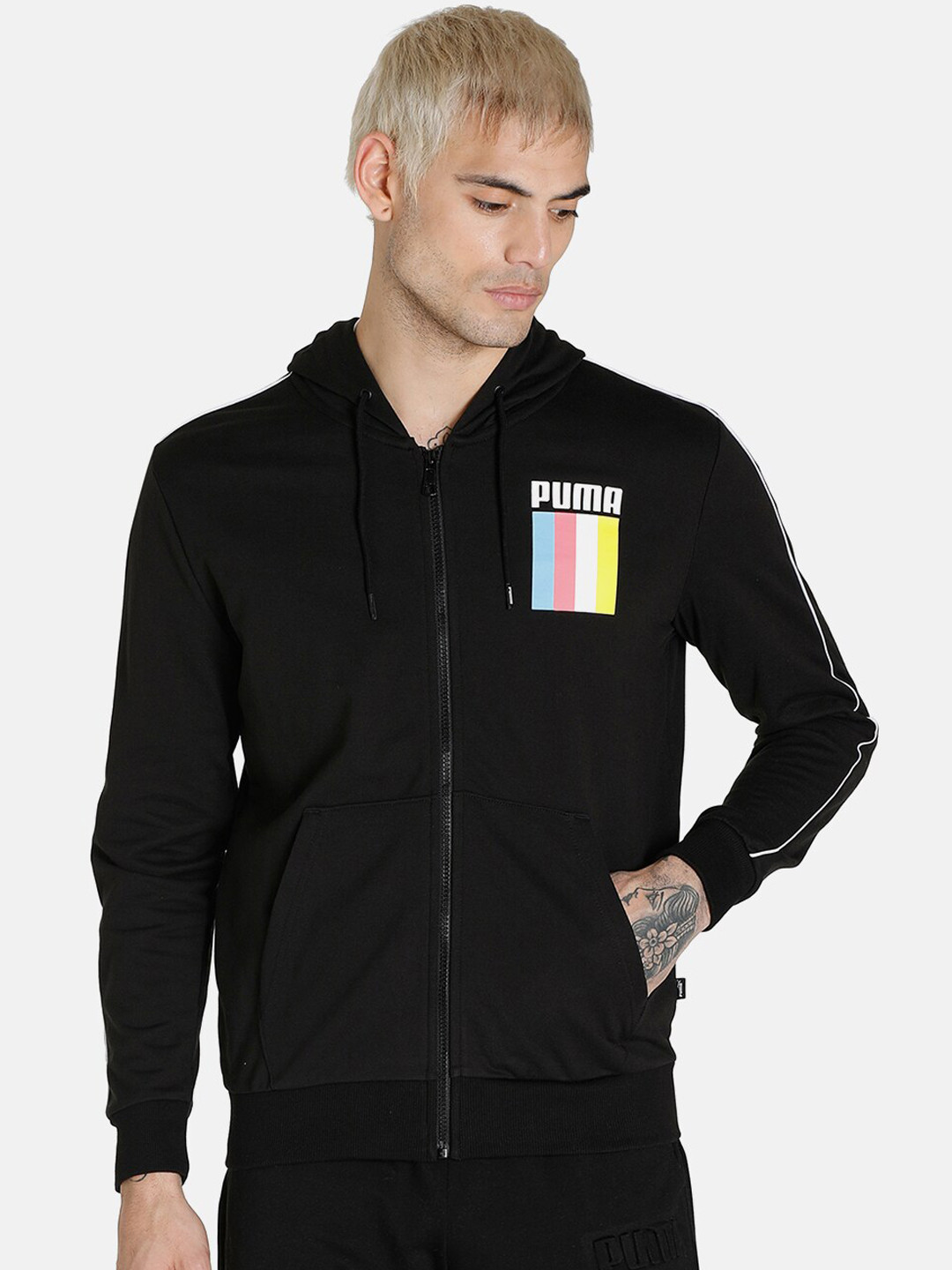 Buy Puma Men Black Celebration Full Zippered Outdoor Sporty Jacket ...