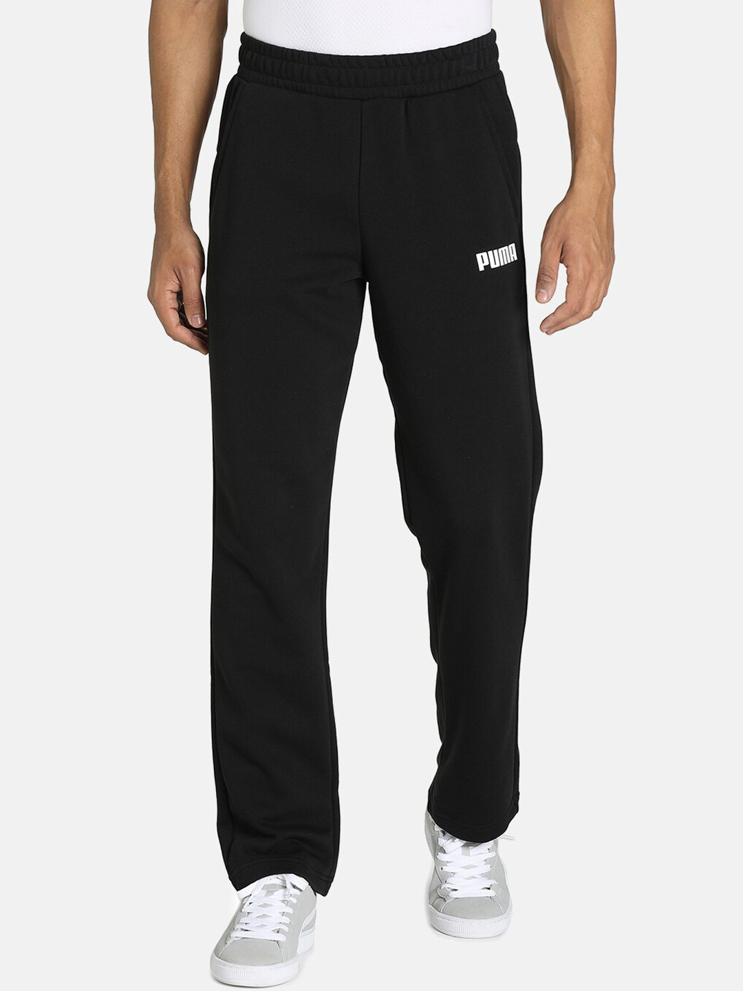 Buy Puma Men Black Solid Regular Cotton Track Pants - Track Pants for ...