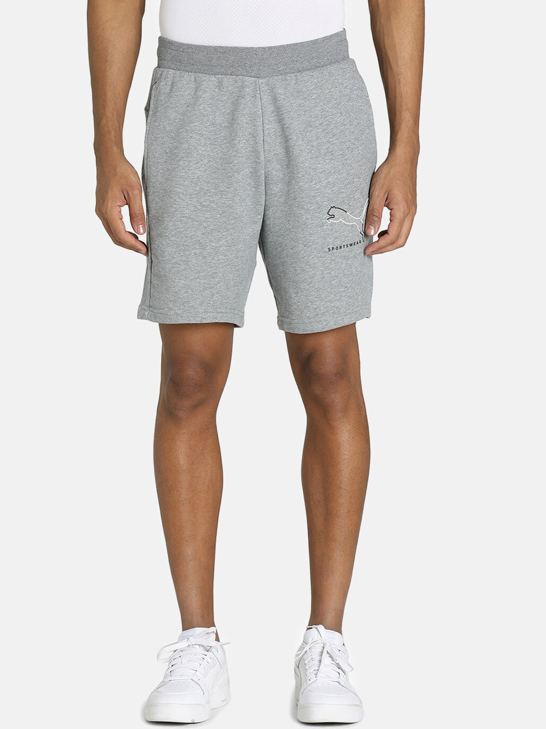 Buy Puma Men Grey Printed Athletics Regular Fit Sports Shorts - Shorts ...