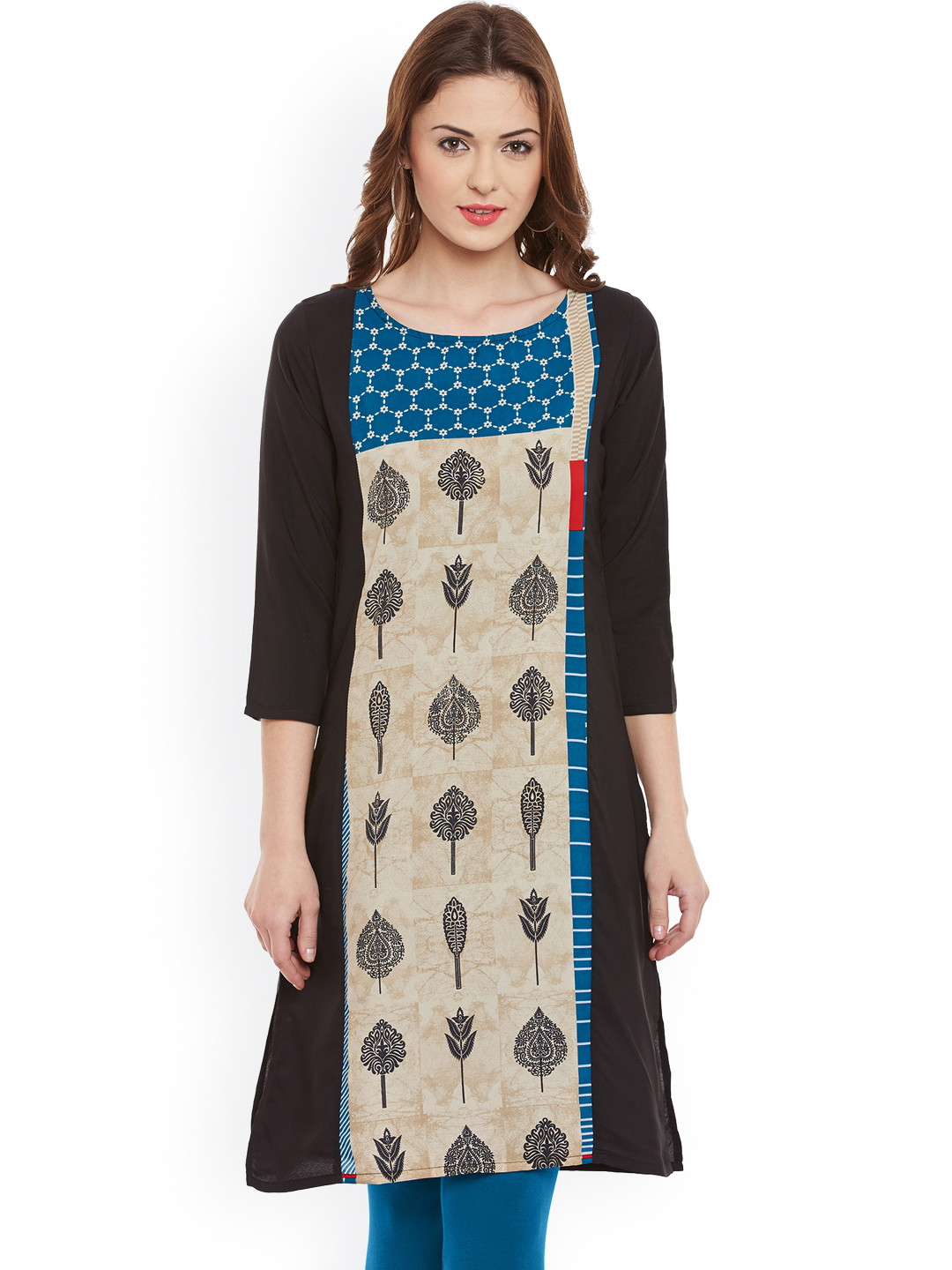 Buy Azira Women Multicoloured Printed Crepe Straight Kurta - Kurtas for ...