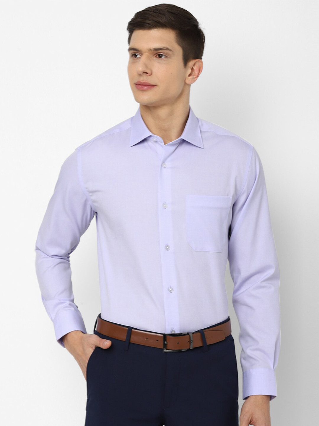 Buy Louis Philippe Permapress Men Purple Pure Cotton Wrinkle Free ...