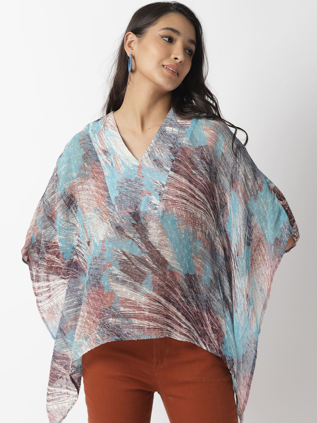 Buy RAREISM Blue & Pink Print Kaftan Top - Tops for Women 17538832 | Myntra