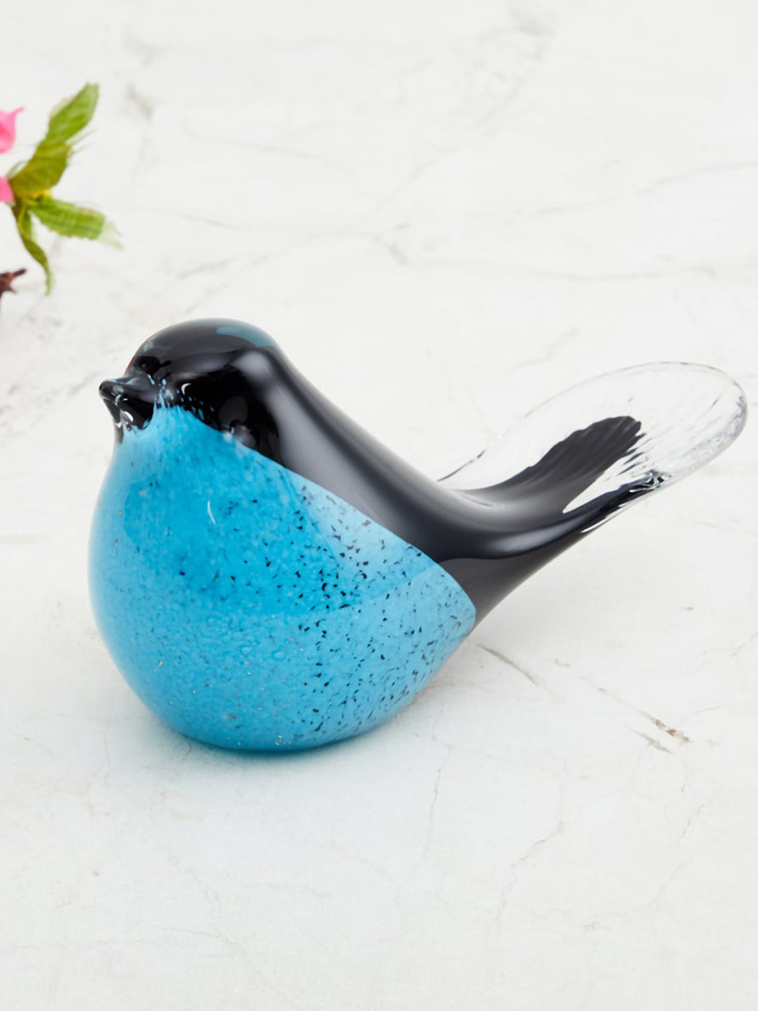 Buy Home Centre Blue Colorblocked Glass Bird Figurine Showpieces ...