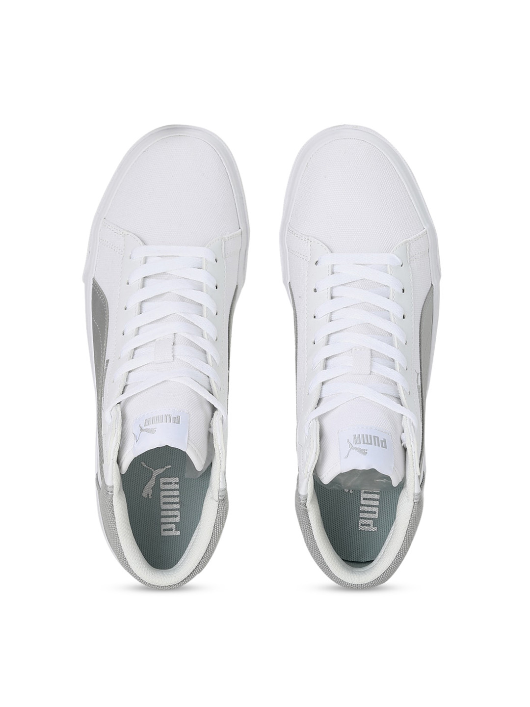Buy Puma Men White & Silver Toned Mid Top Sneakers - Casual Shoes for ...