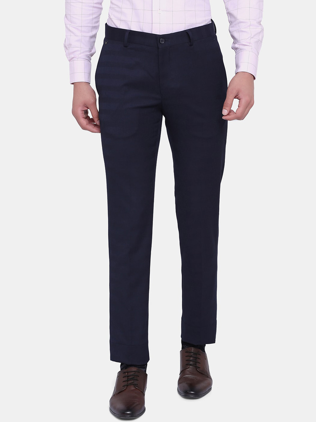 Buy Blackberrys Men Navy Blue B 95 Slim Fit Formal Trousers - Trousers ...
