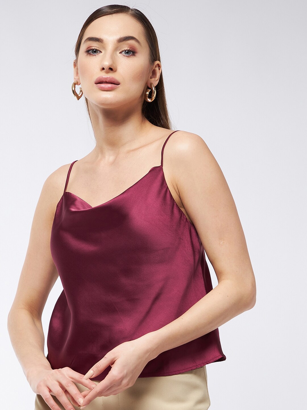 Buy Magre Women Burgundy Solid Satin Top Tops For Women 17547982 Myntra