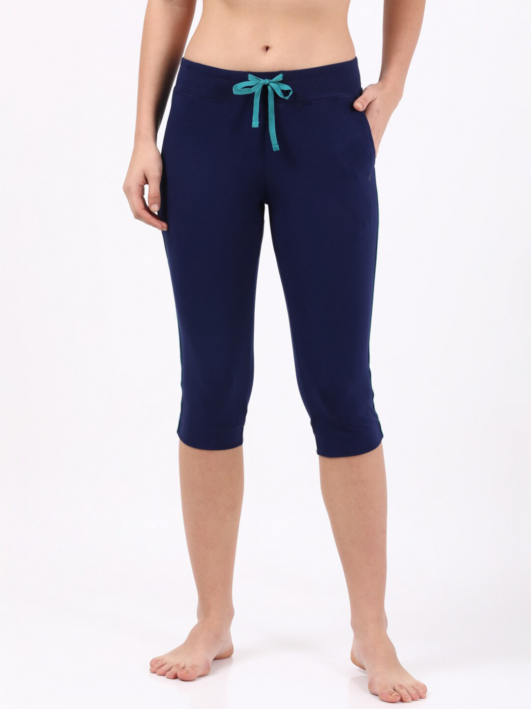 Buy Jockey Women Navy Blue Solid Lounge Capris - Lounge Pants for Women ...