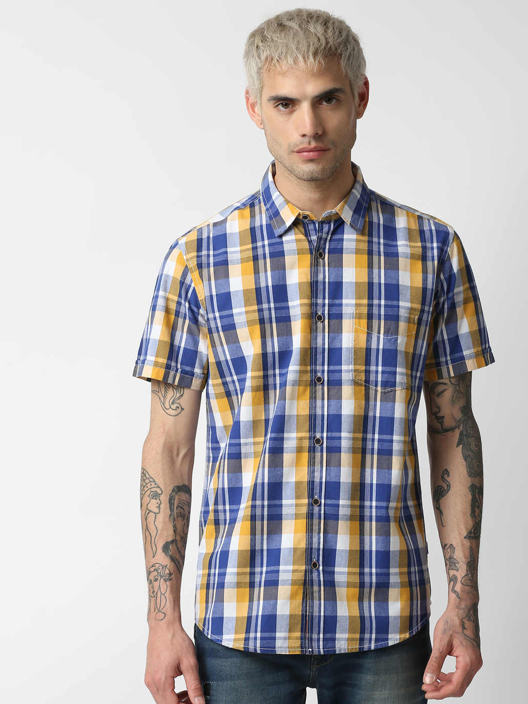 Buy Pepe Jeans Men Yellow Checked Casual Shirt - Shirts for Men ...