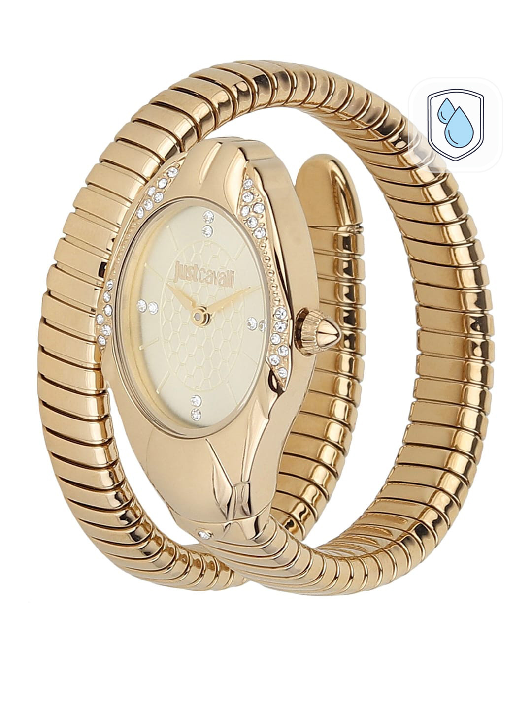 Buy Just Cavalli Women Copper Toned Brass Embellished Dial & Gold Toned ...
