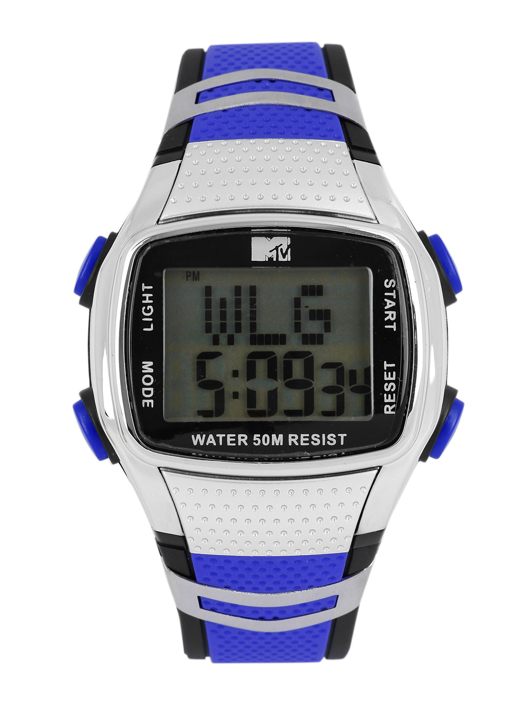 Buy MTV Men Blue & Silver Toned Digital Watch B7016BL - Watches for Men ...