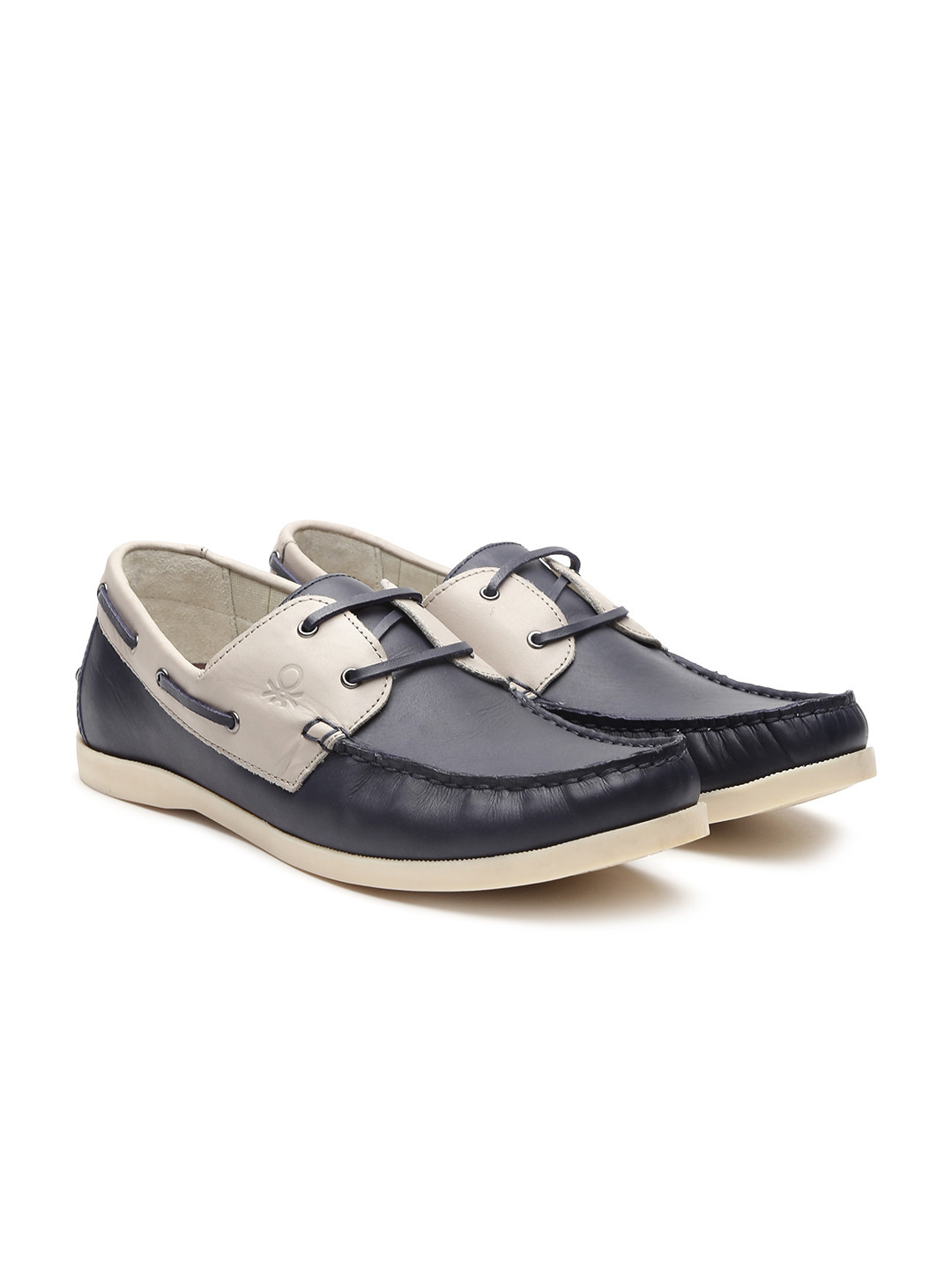 Buy United Colors Of Benetton Men Navy Colourblocked Genuine Leather ...