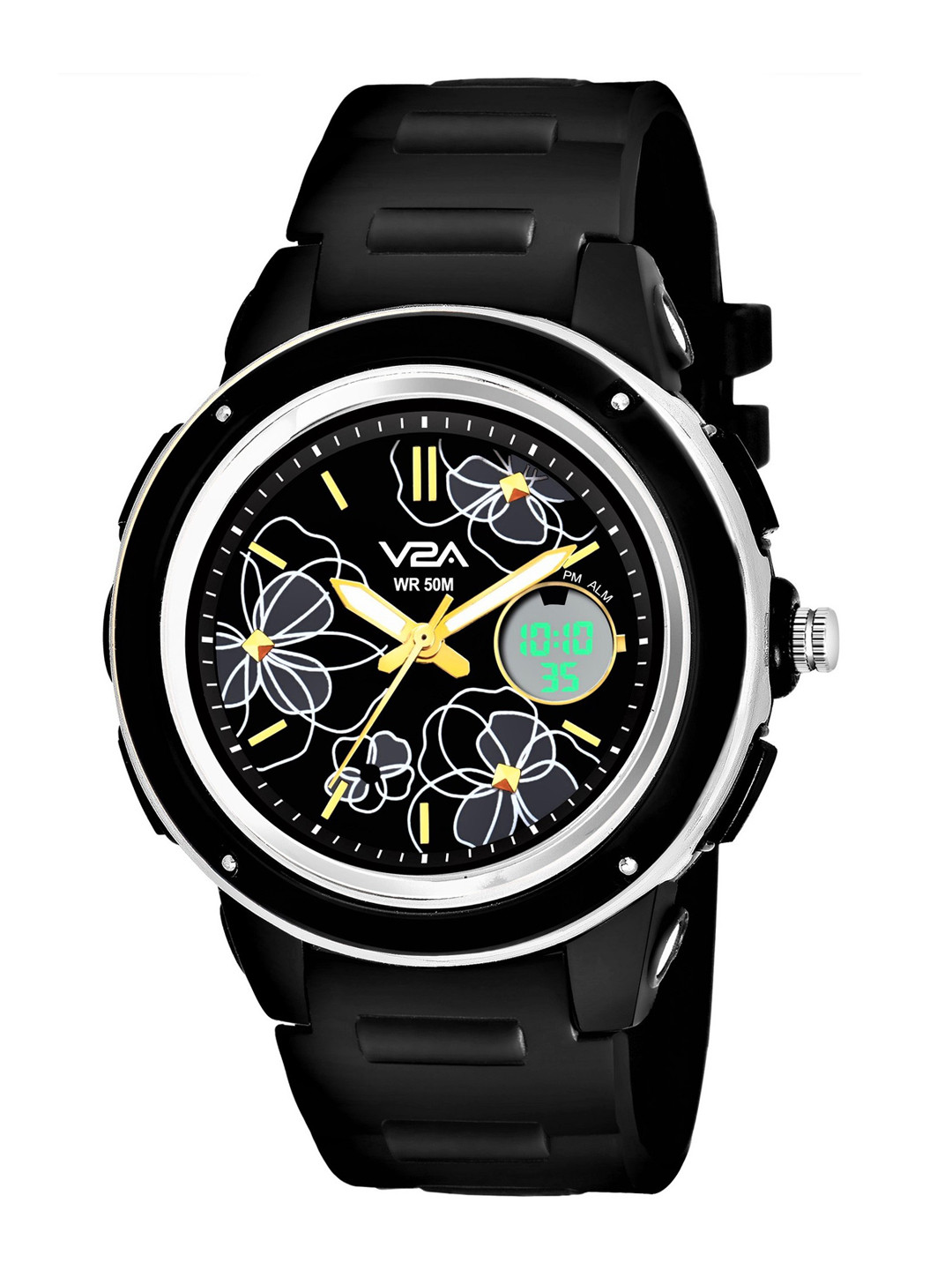 Buy V2A Women Black Bracelet Style Straps Analogue Multi Function Watch ...