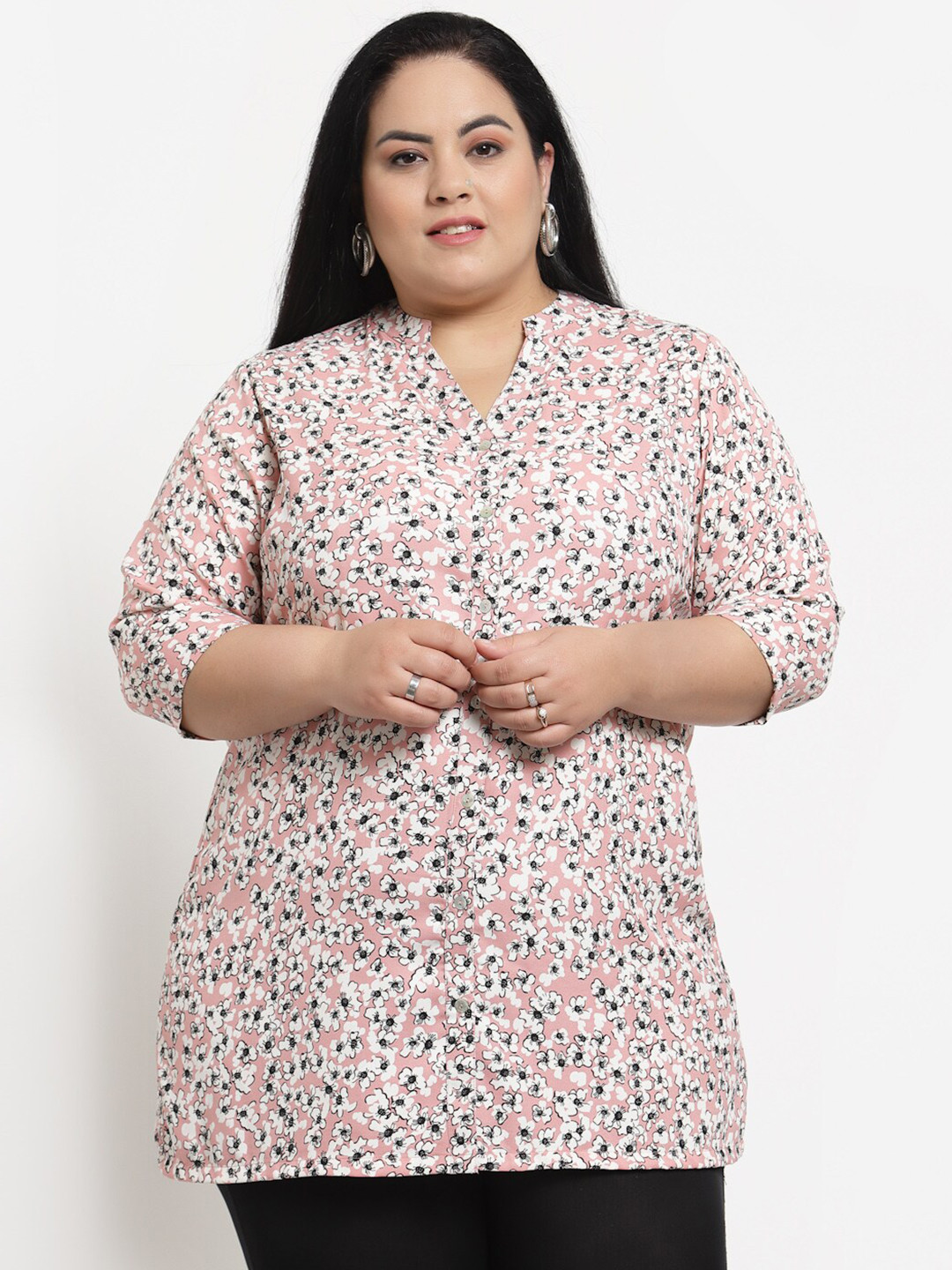 Buy PlusS Pink & White Floral Printed Tunic - Tunics for Women 17566974 ...