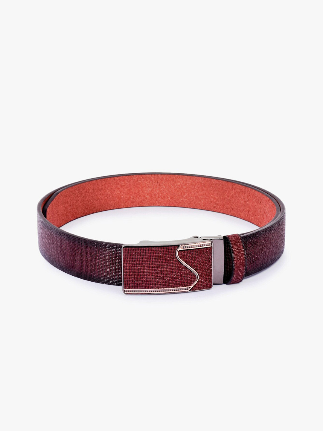 Buy BuckleUp Men Maroon Textured Leather Belt - Belts for Men 17569730 ...