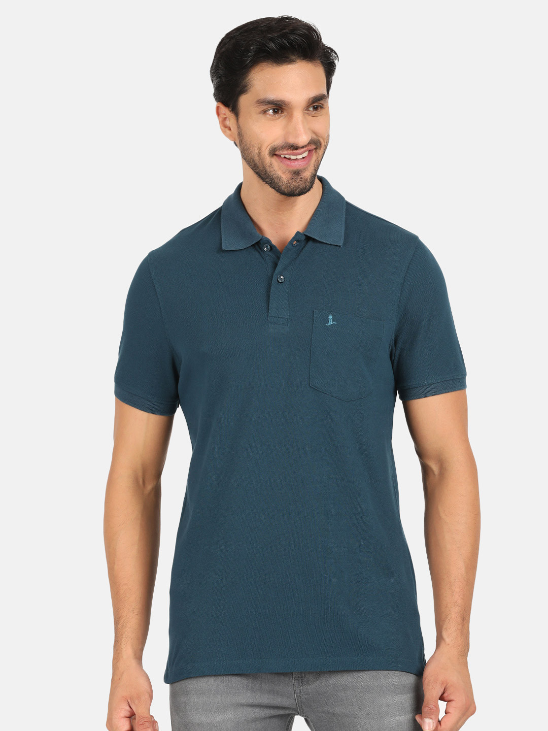 Buy MERCHANT MARINE Men Blue Polo Collar Pure Cotton T Shirt - Tshirts ...