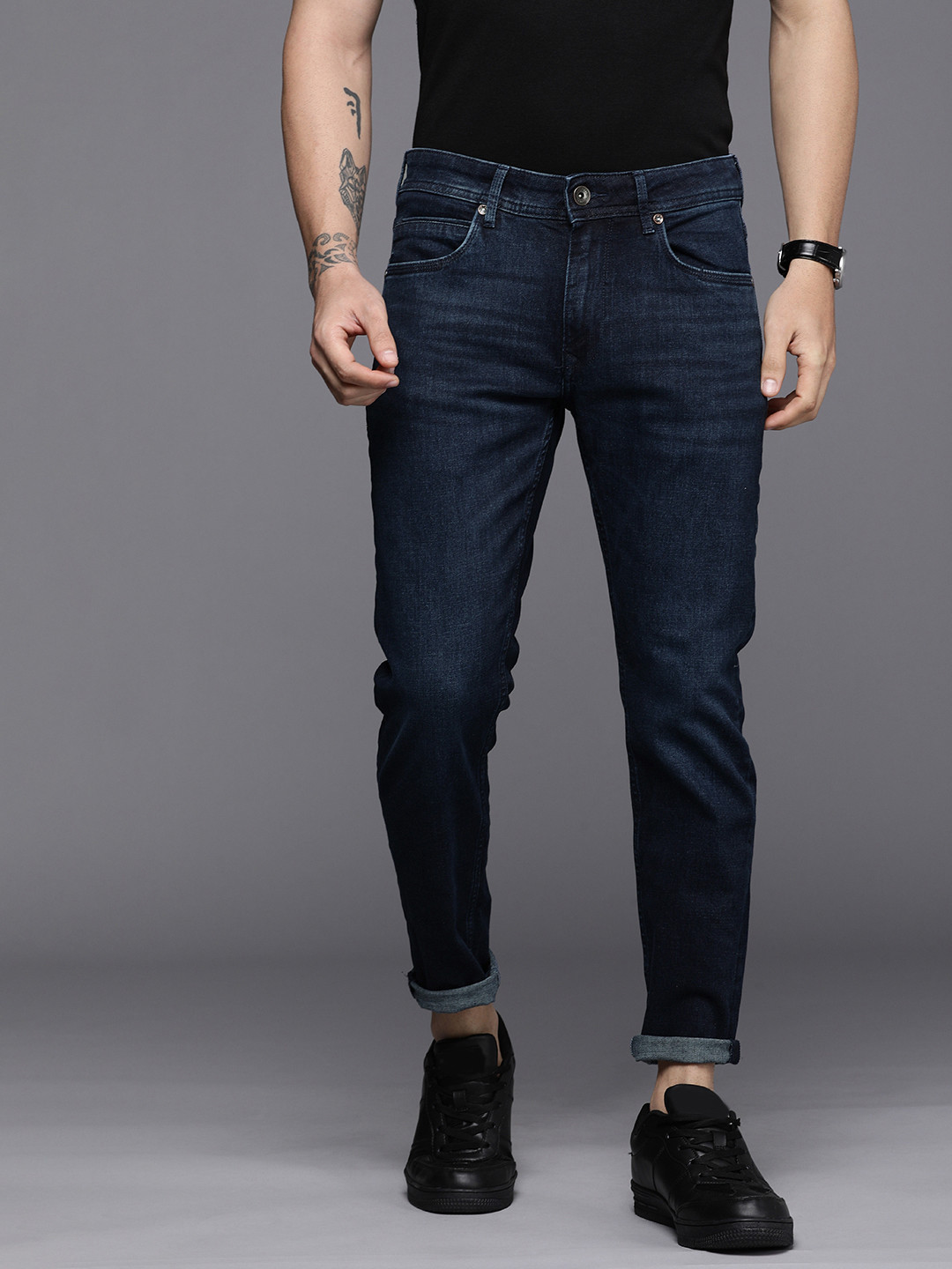 Buy Louis Philippe Jeans Men Blue Slim Fit Low Rise Stretchable Jeans ...
