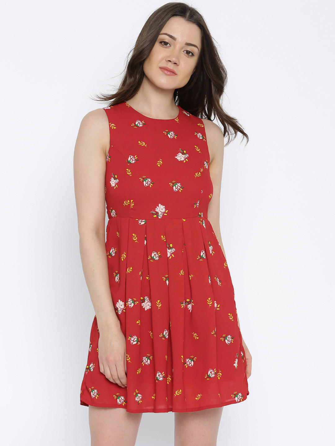 Buy Vero Moda Women Red Printed Fit And Flare Dress - Dresses for Women ...