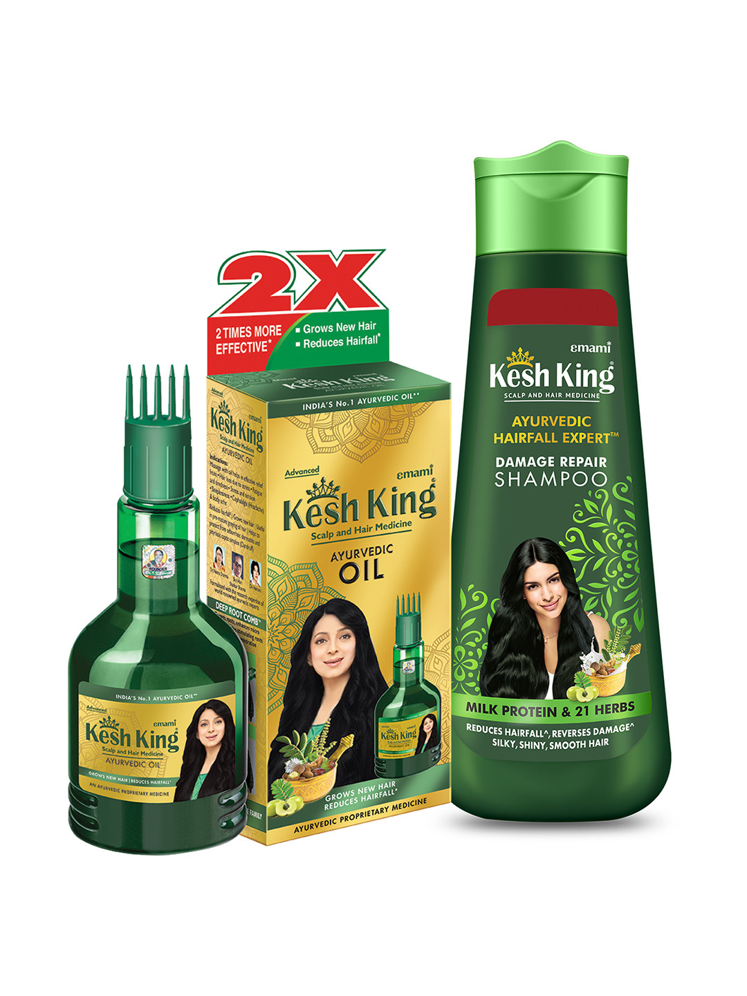 Buy Kesh King Set Of Ayurvedic Oil 300 Ml & Damage Repair Shampoo 340 ...