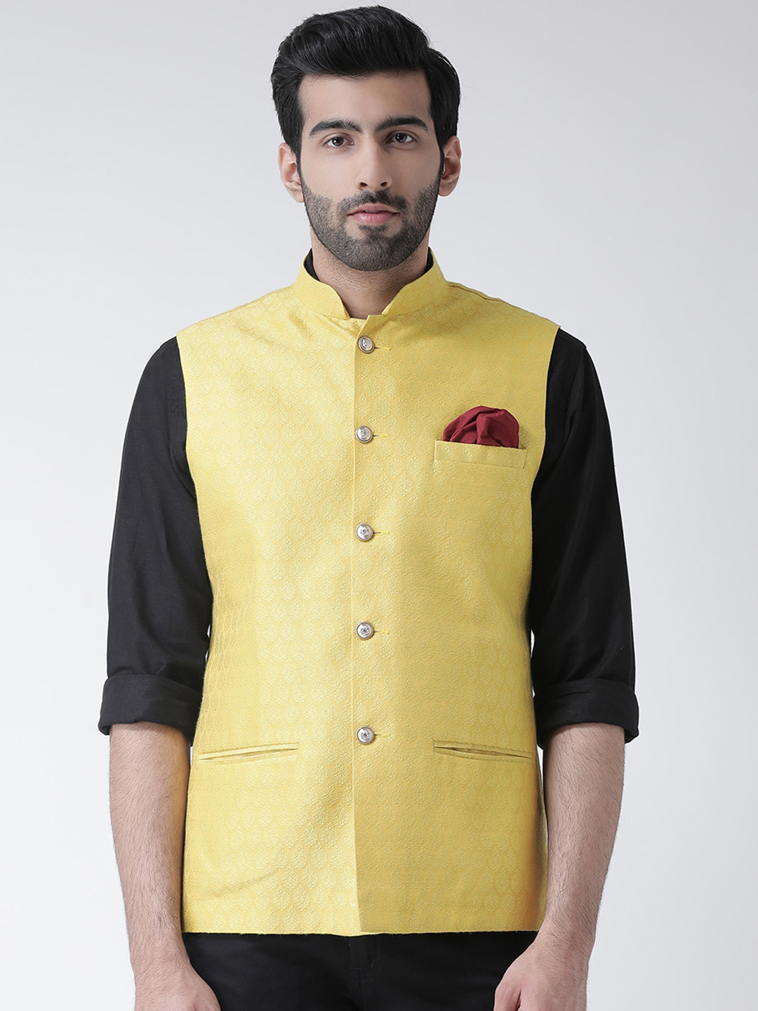 Buy KISAH Men Yellow Nehru Jacket - Nehru Jackets for Men 17584084 | Myntra