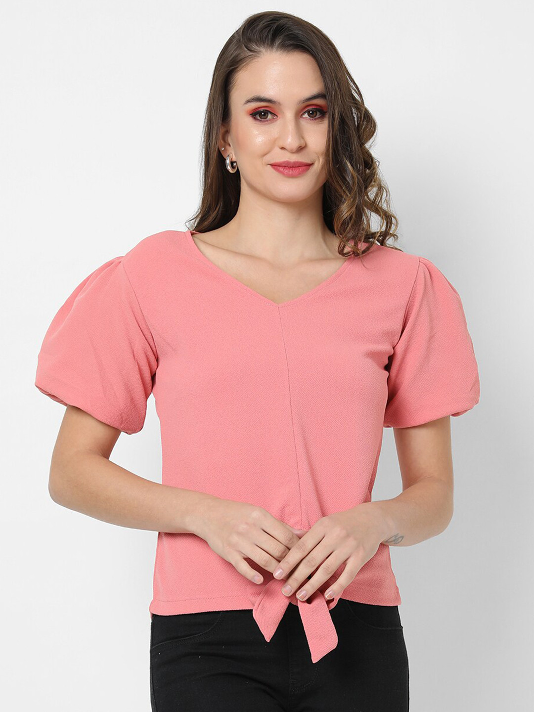 Buy Campus Sutra Pink Solid Crepe Top - Tops for Women 17588266 | Myntra