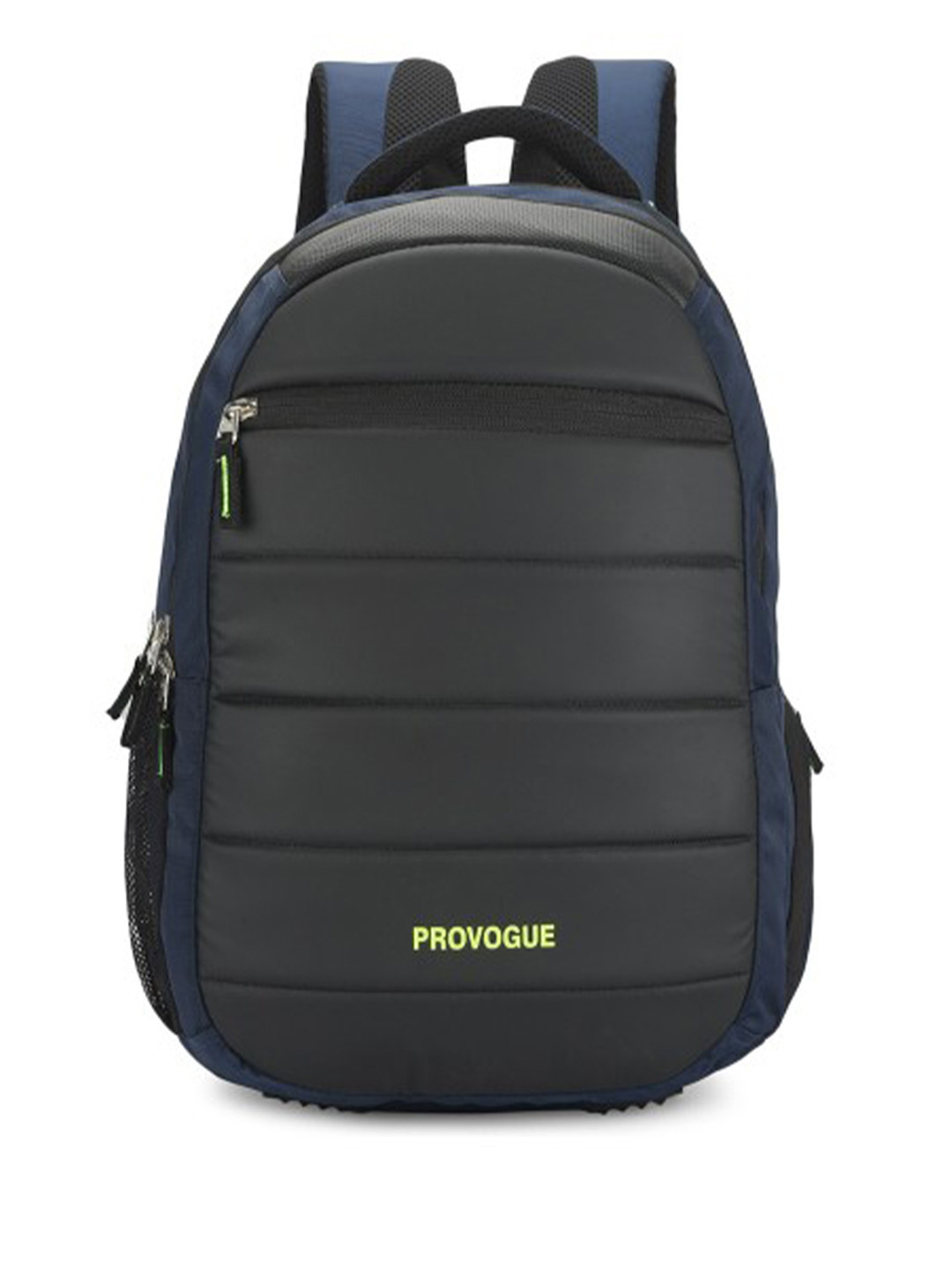 Buy Provogue Unisex Black & Navy Blue Brand Logo Backpack With ...