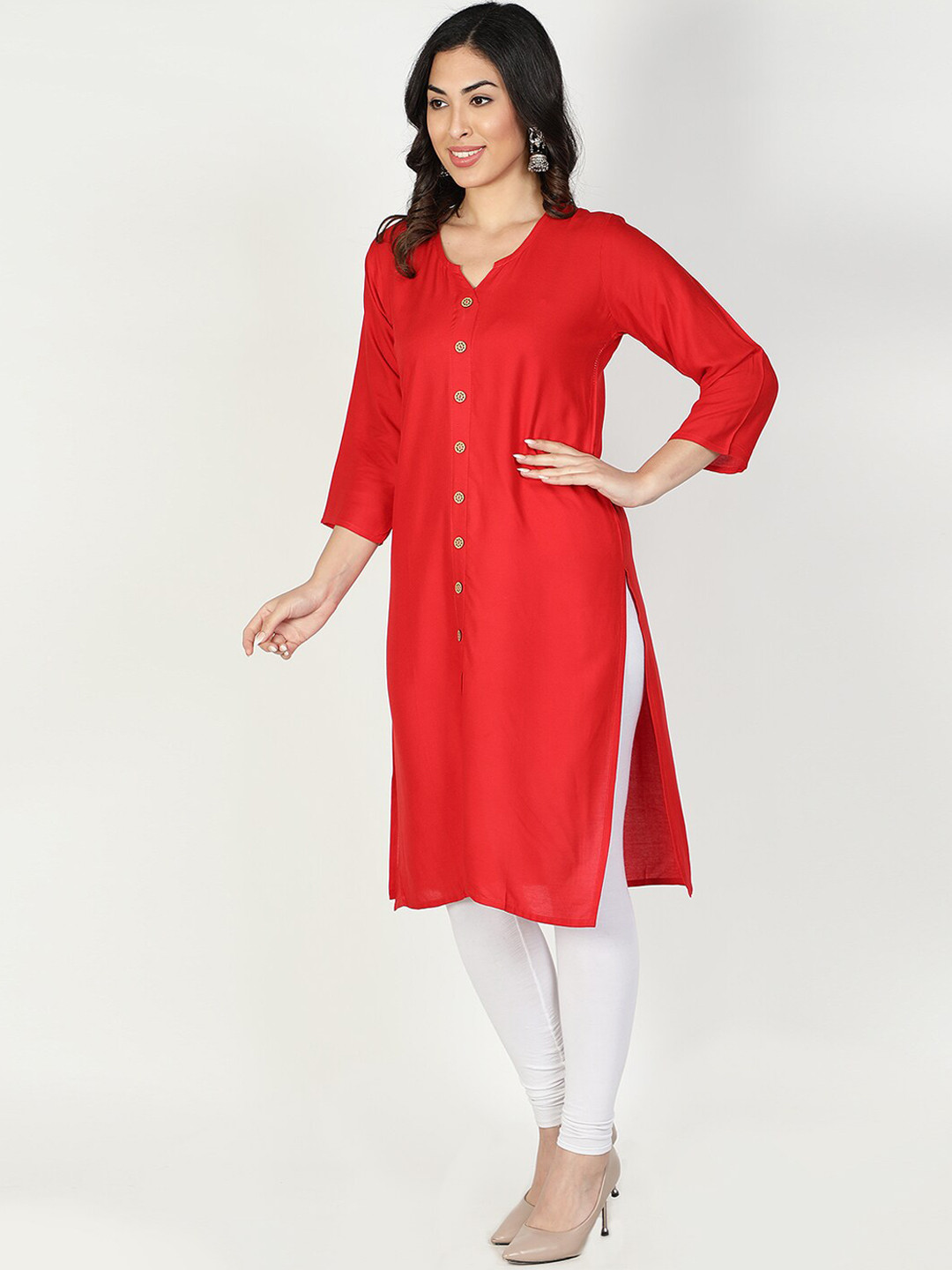Buy Fabclub Women Red Solid Kurta - Kurtas for Women 17590620 | Myntra