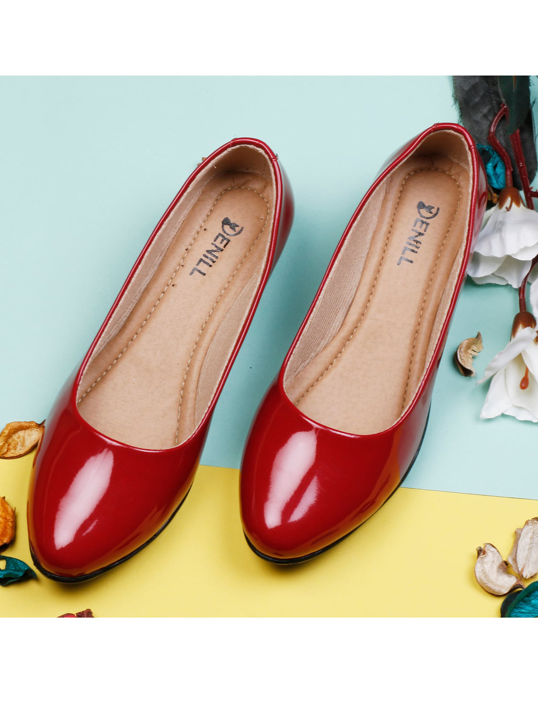 Buy Denill Women Red Solid Round Toe Ballerinas - Ballerinas for Women ...