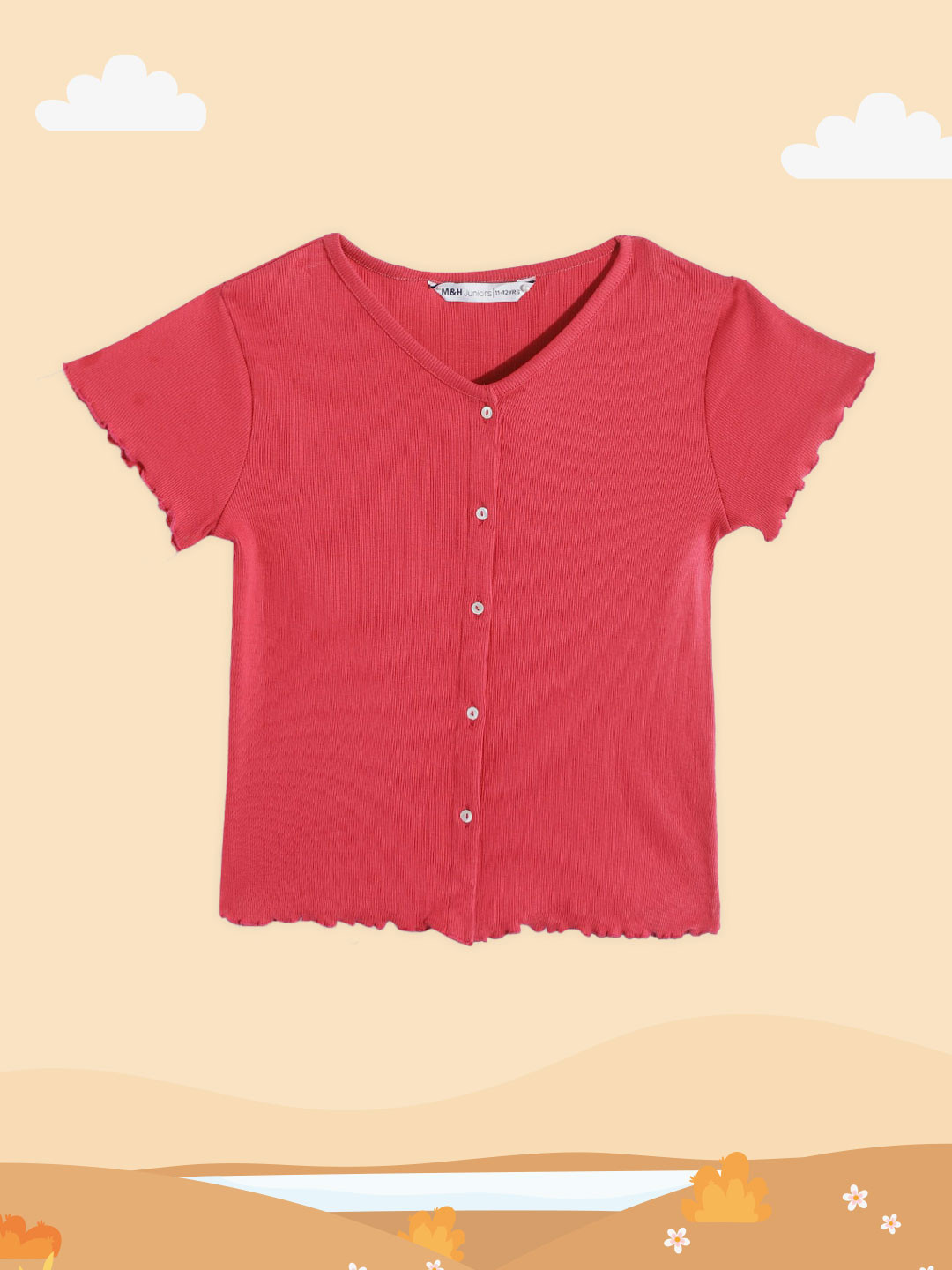 Buy M&H Juniors Red Ribbed Top - Tops for Girls 17594680 | Myntra