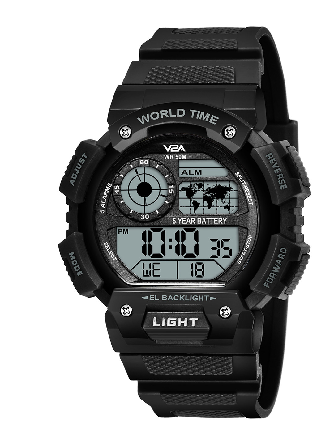 Buy V2A Men Black Dial & Black Straps Digital Multi Function Watch ...