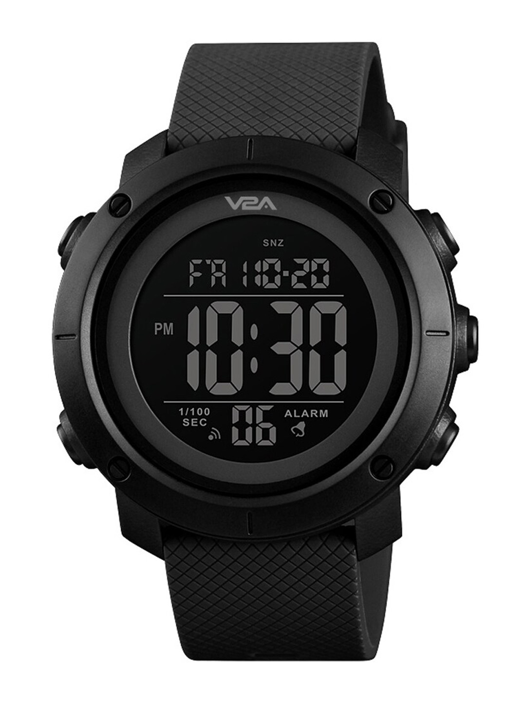 Buy V2A Men Black Dial & Black Textured Straps Digital Multi Function ...