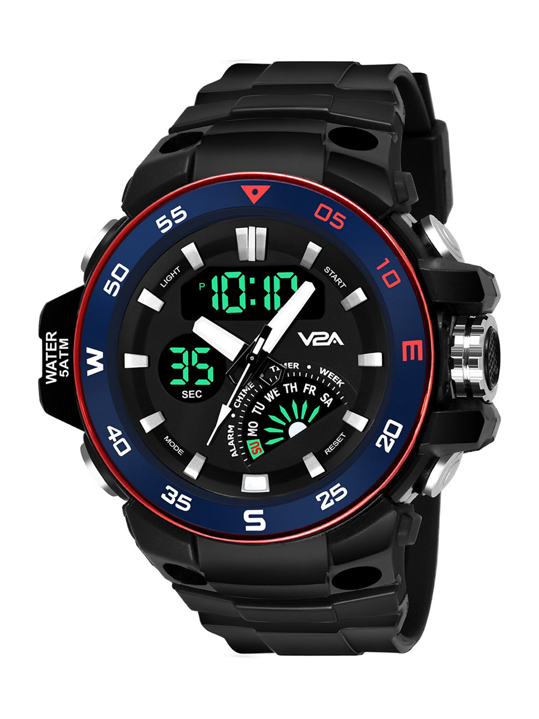 Buy V2A Men Blue Dial & Black Straps Analogue And Digital Multi ...